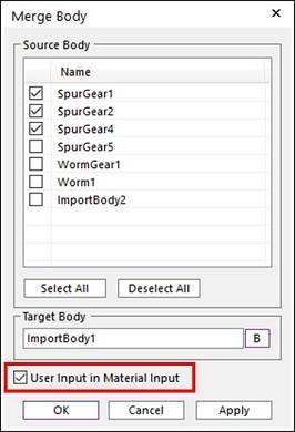 将不同Material Type的实体（刚体）相加时（Merge），怎么确定其物性值？